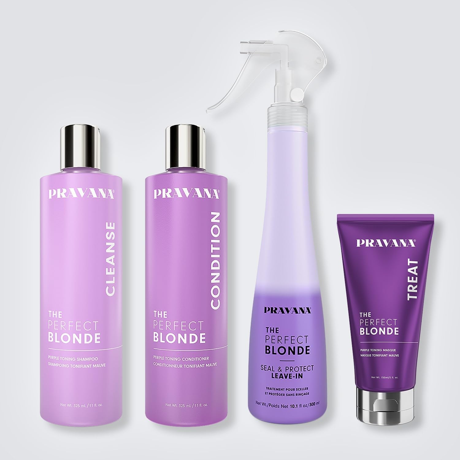 PRAVANA The Perfect Blonde Seal & Protect Leave-In Conditioner | Neutralizes Brassy, Yellow Tones | For Color-Treated Hair | Detangles, Protects, Moisturizes Strands | 10.1 Fl Oz
