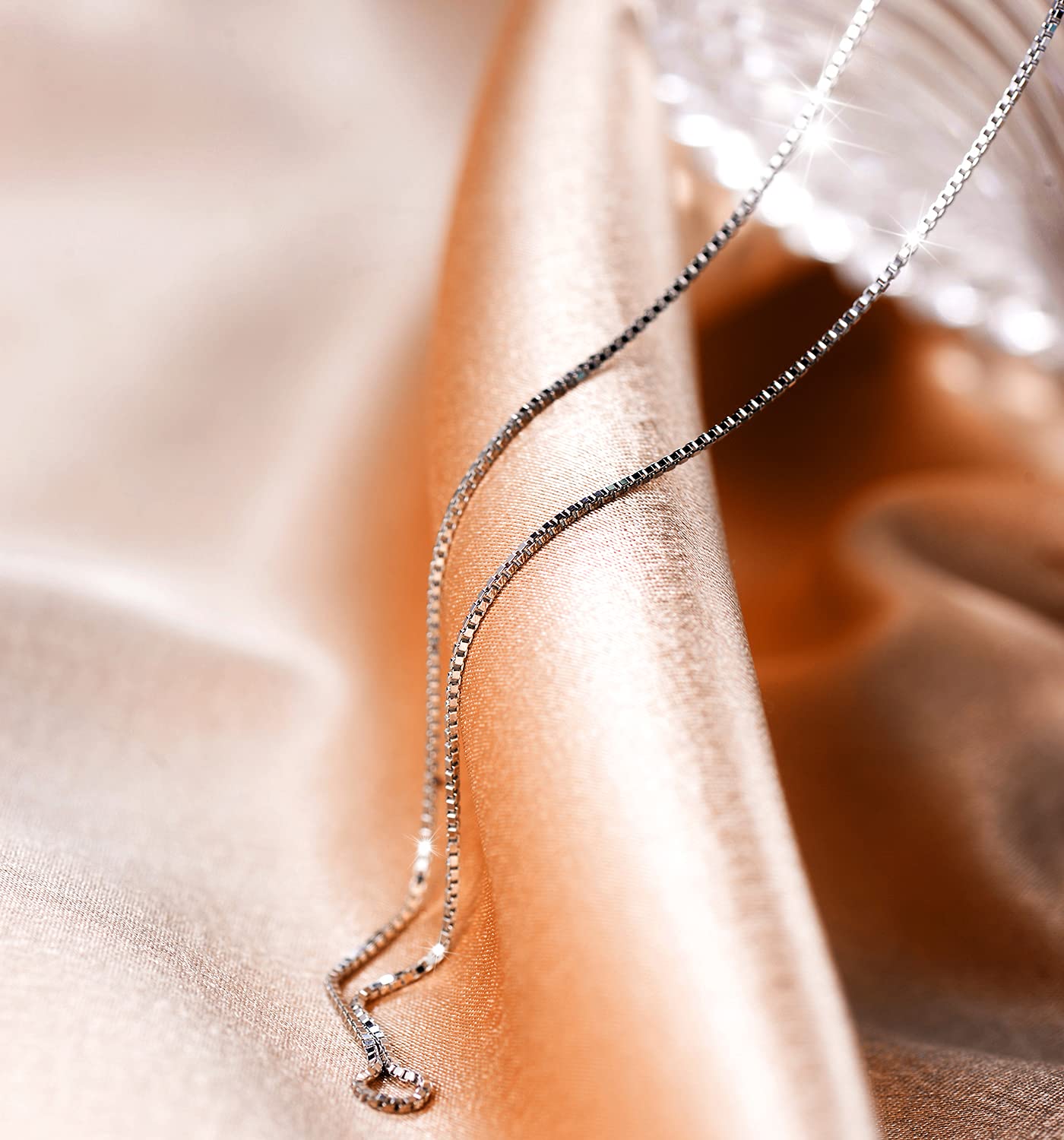 AllenCOCO Mens Silver Chain, 925 Sterling Silver Necklace for Women, 16 18 20 Inch Box Chain, Dainty Pure Silver Jewelry Gift
