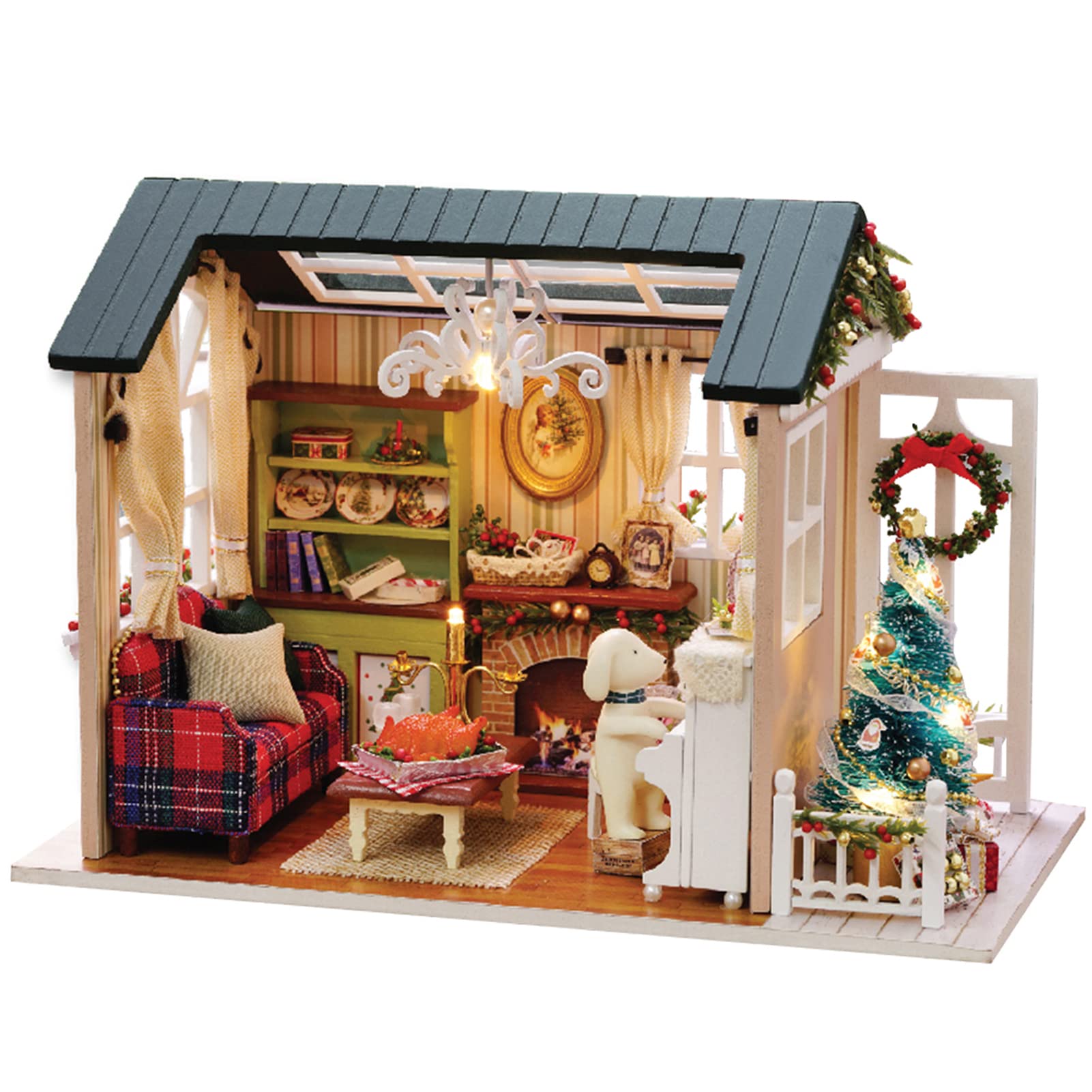 Ailgely DIY Miniature Dollhouse Kit Realistic Mini 3D Wooden Doll House Kit,Tiny House Kit with Furniture LED Lights,Miniature House Kit 1:24 Scale,Gift for Birthday Valentine's Wedding Day