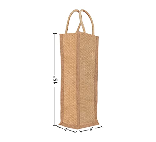 BANNER BUZZ MAKE IT VISIBLE BannerBuzz Jute Wine Bag Made of 100% Biodegradable Jute Material (4β W X 15β H X 4β B, Natural Brown Color)