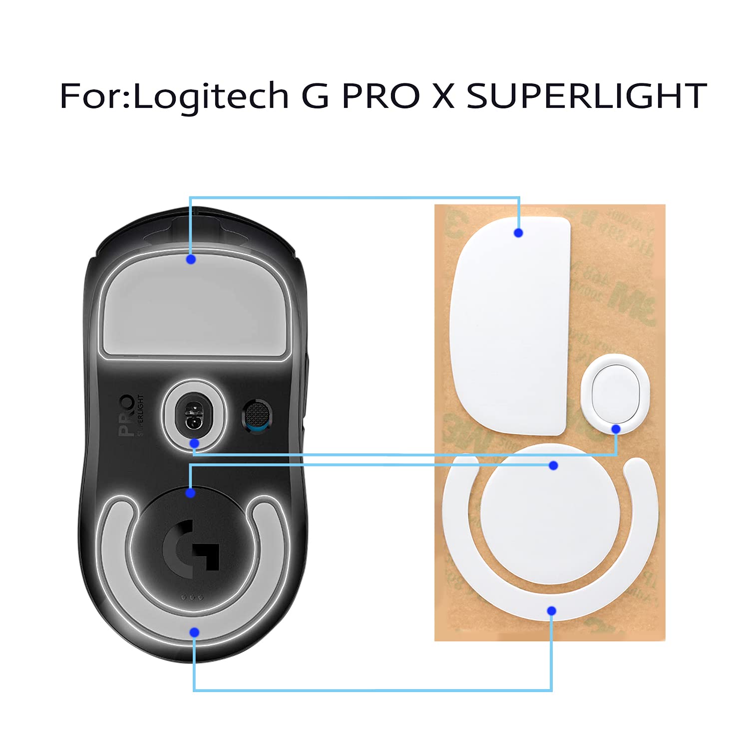 AQIDAP Mouse Skatez/Mouse Feet for Logitech G PRO X Superlight Wireless Gaming Mouse( 2 in 1 Mouse Feet + Mouse Anti-Slip Tape )