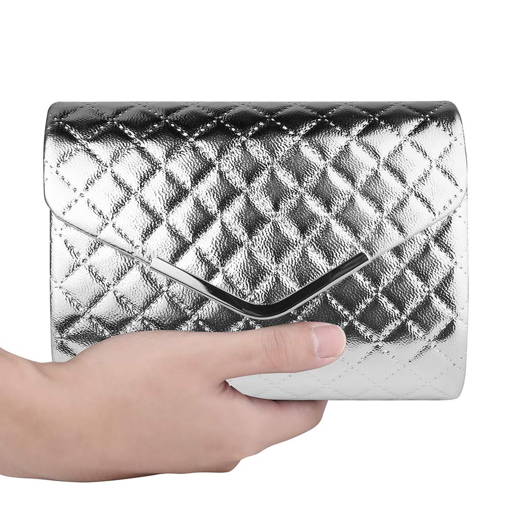 Maggie Women Handbag Elegant Quilted Clutch Crossbody Satchel Metal Chain Ladies Purse
