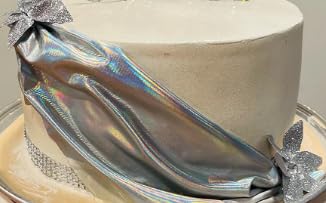 Hologram Metallic Foil Stretch Fabric Width 58 Inches(Silver Iridescent 1yard)