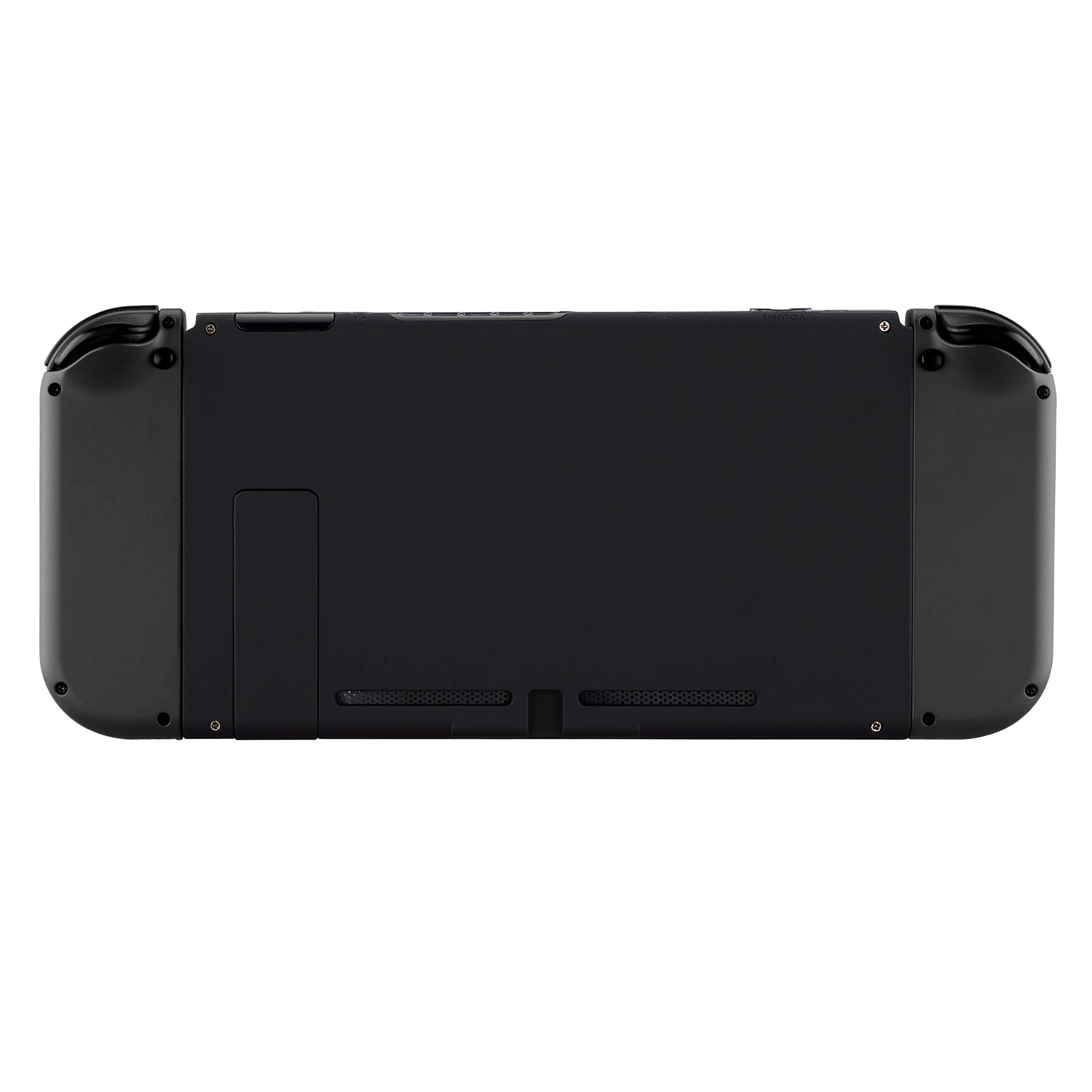 eXtremeRate Soft Touch Grip Black Console Back Plate DIY Replacement Housing Shell Case for Nintendo Switch Console with Kickstand – JoyCon Shell NOT Included