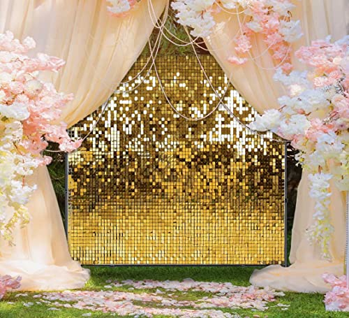 BannerBuzz Shimmer Panel Backdrop, Made of Premium Quality Plastic (Gold, 6' W X 8' H)