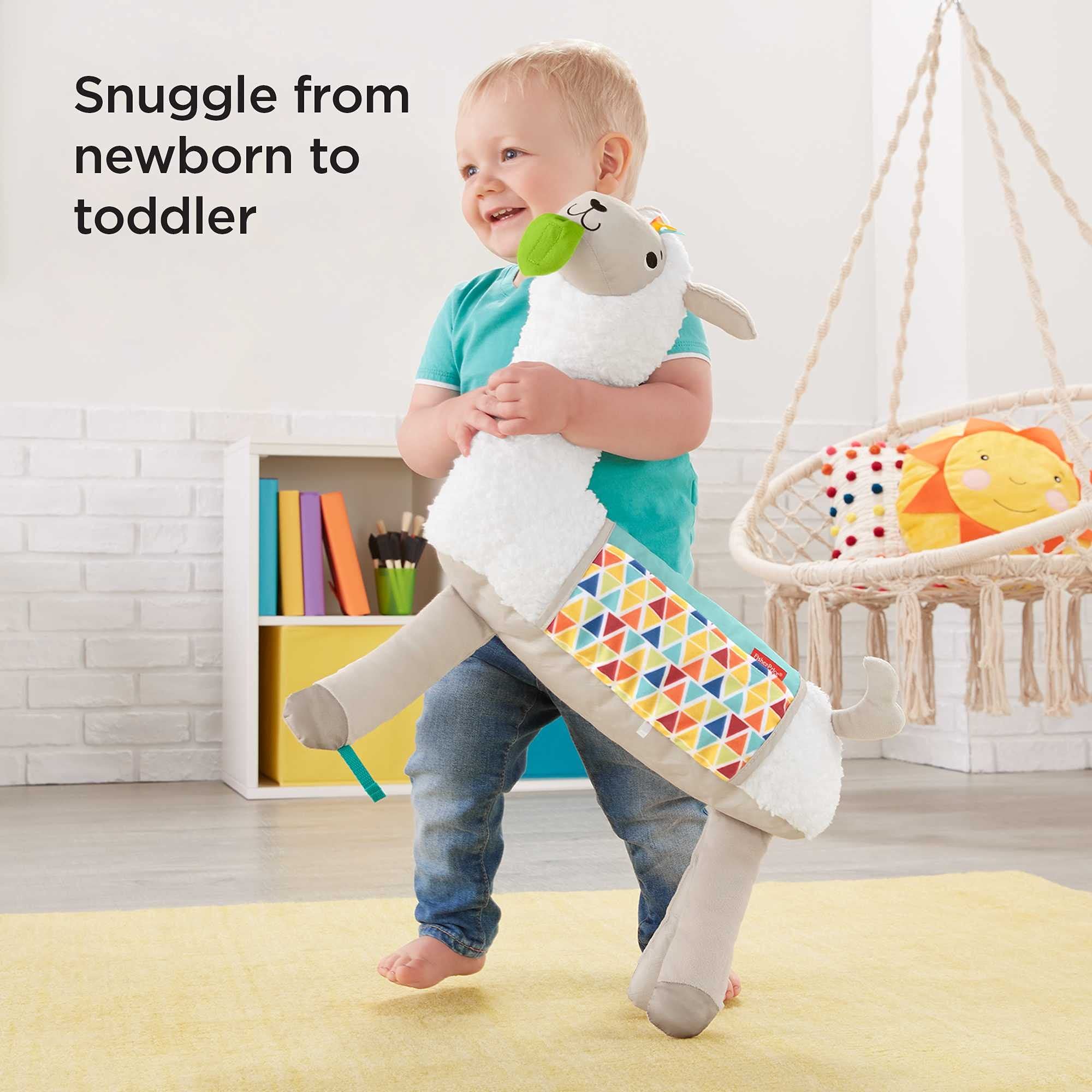Fisher-Price Baby Toy Grow-with-Me Tummy Time Llama Wedge Support with Mirror, Teether & Rattle, Developmental Play for Newborns Ages 0+ Months