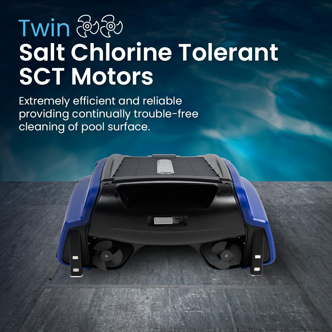 Betta SE Solar-Powered Robotic Automatic Pool Skimmer Cleaner with 30+ Hour Cleaning Battery, Pool Skimmer Anti-Stuck Foam Noodle, and Re-Engineered Twin SCT Motors (Blue)