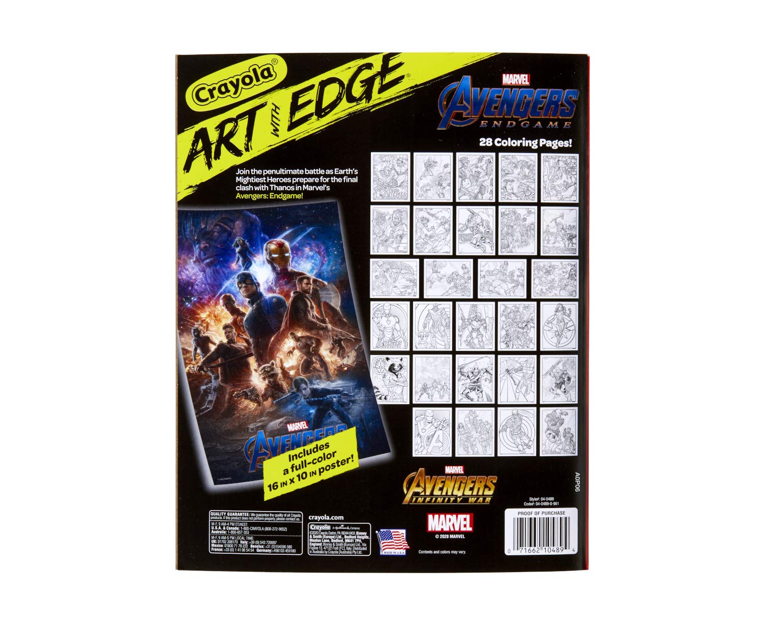 Crayola Art With Edge Marvel Avengers Coloring Pages (28pgs), Superhero Coloring, Adult Coloring Pages, 8"x10", Gift for Teens