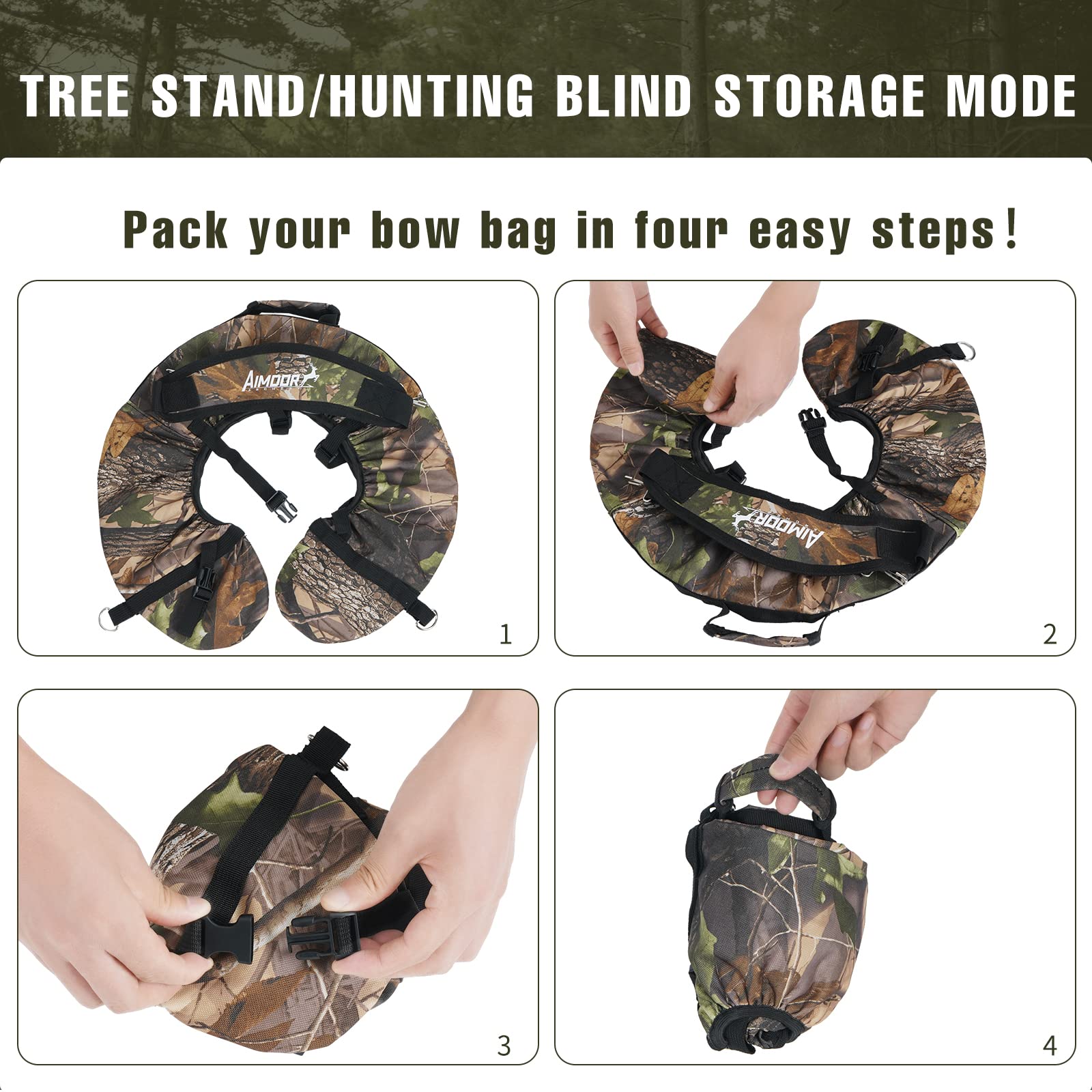 Aimdorarchery Bow Sling Bow Carrying Sling - Compound Bow Hunting Carrying Sling Fast Movement 2 Carrying Modes Switchable Adjustable Shoulder Strap Camouflage