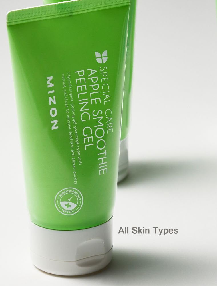MIZON Apple Smoothie Peeling Gel,Smooth Skin, Glowing Skin, Elasticity, Natural Peeling. Mild Peeling, Gentle Exfoliation, Deep Cleansing (120ml, 4.1 fl oz)
