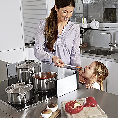 Qdos Safety Adhesive Aluminum Stove Guard - Complements Modern Kitchen Designs - Fits Cooktops & Most Freestanding Stoves - Protects from Front & Sides - Easy to Install - Quick Removal for Cleaning