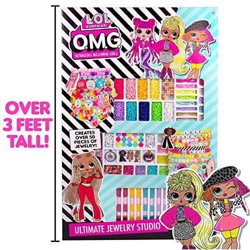 L.O.L. Surprise! O.M.G. Double Feature Ultimate Jewelry Studio, Over 2500 Beads, Create 50+ Pieces of Jewelry Doll Charms, Alphabet Beads & Stickers, Bead Kit for Kids Ages 6, 7, 8, 9