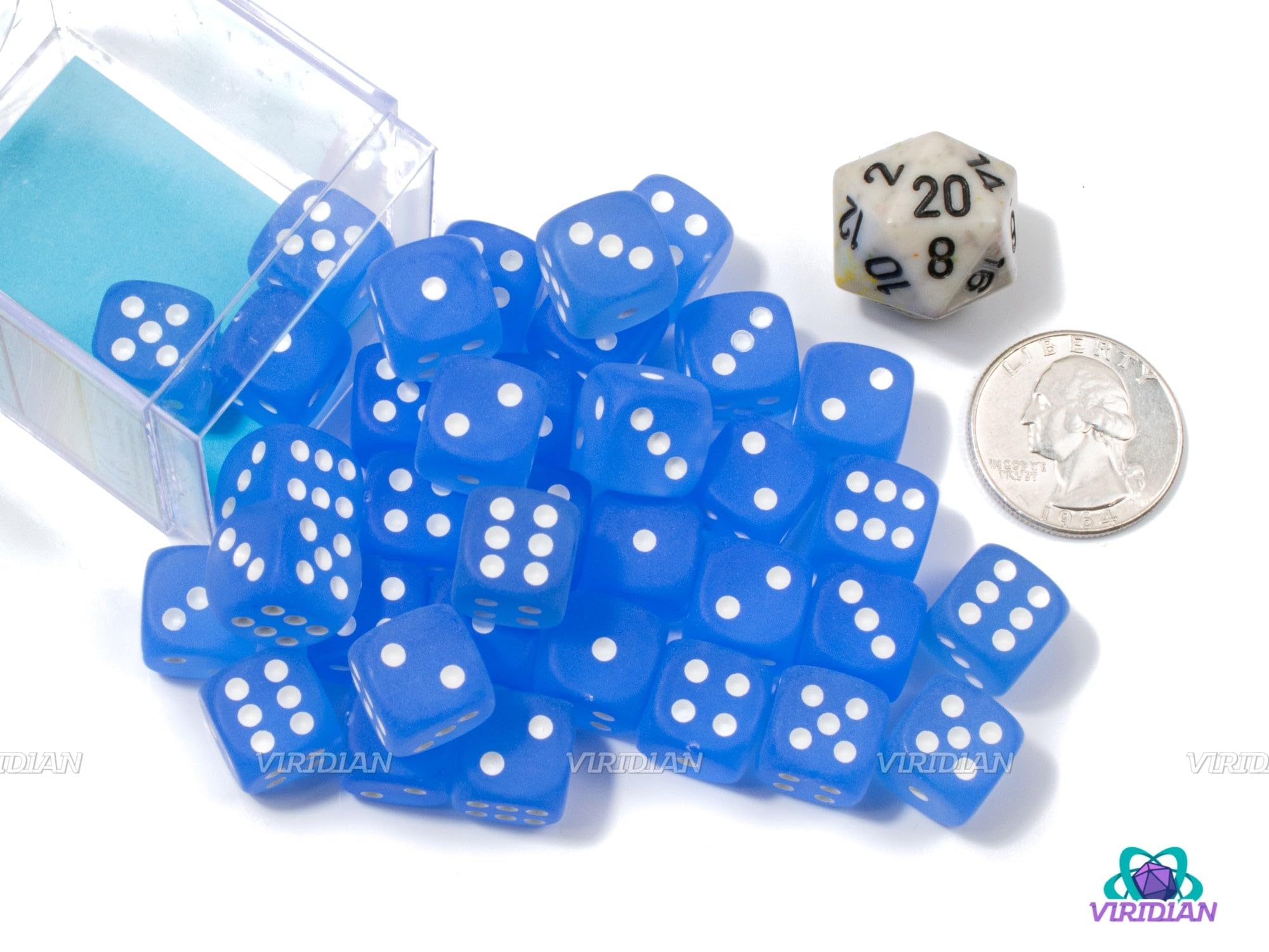 Chessex DND Dice Set-Chessex D&D Dice-12mm Frosted Blue and White Plastic Polyhedral Dice Set-Dungeons and Dragons Dice ludes 36 Dice – D6, Various (CHX27806)