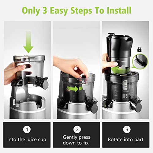 Aobosi Masticating Juicer Machine, 2-In-1 Cold Press Juicer with Large Feed Chute for Juice & Ice Cream, Powerful Slow Juicer for Vegetable and Fruit, Easy Clean Self Feeding (Blue)