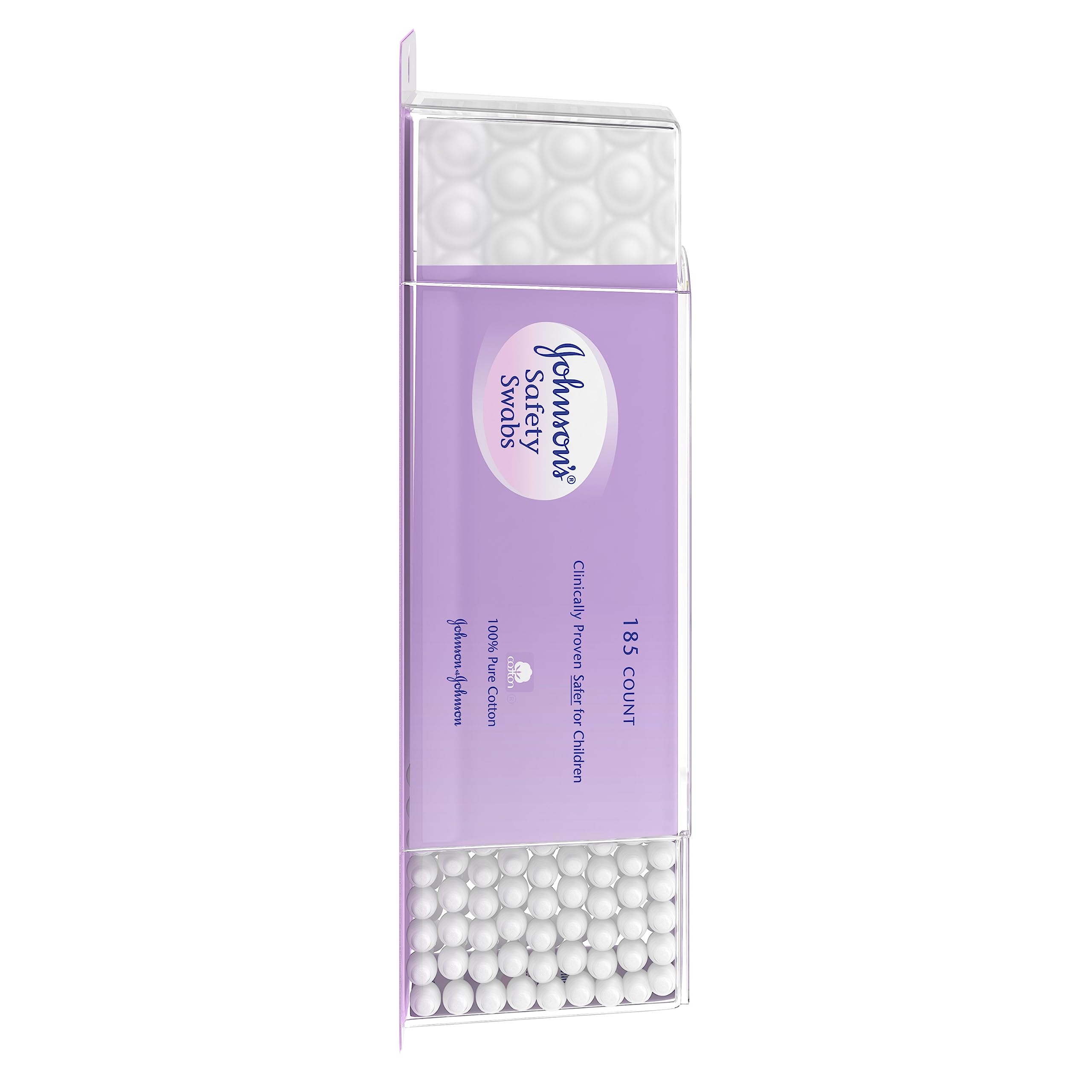 Johnson's Safety Ear Swabs for Babies and Children made with Non-Chlorine Bleached Cotton for a Gentle Clean, 185 ct (Pack of 2)