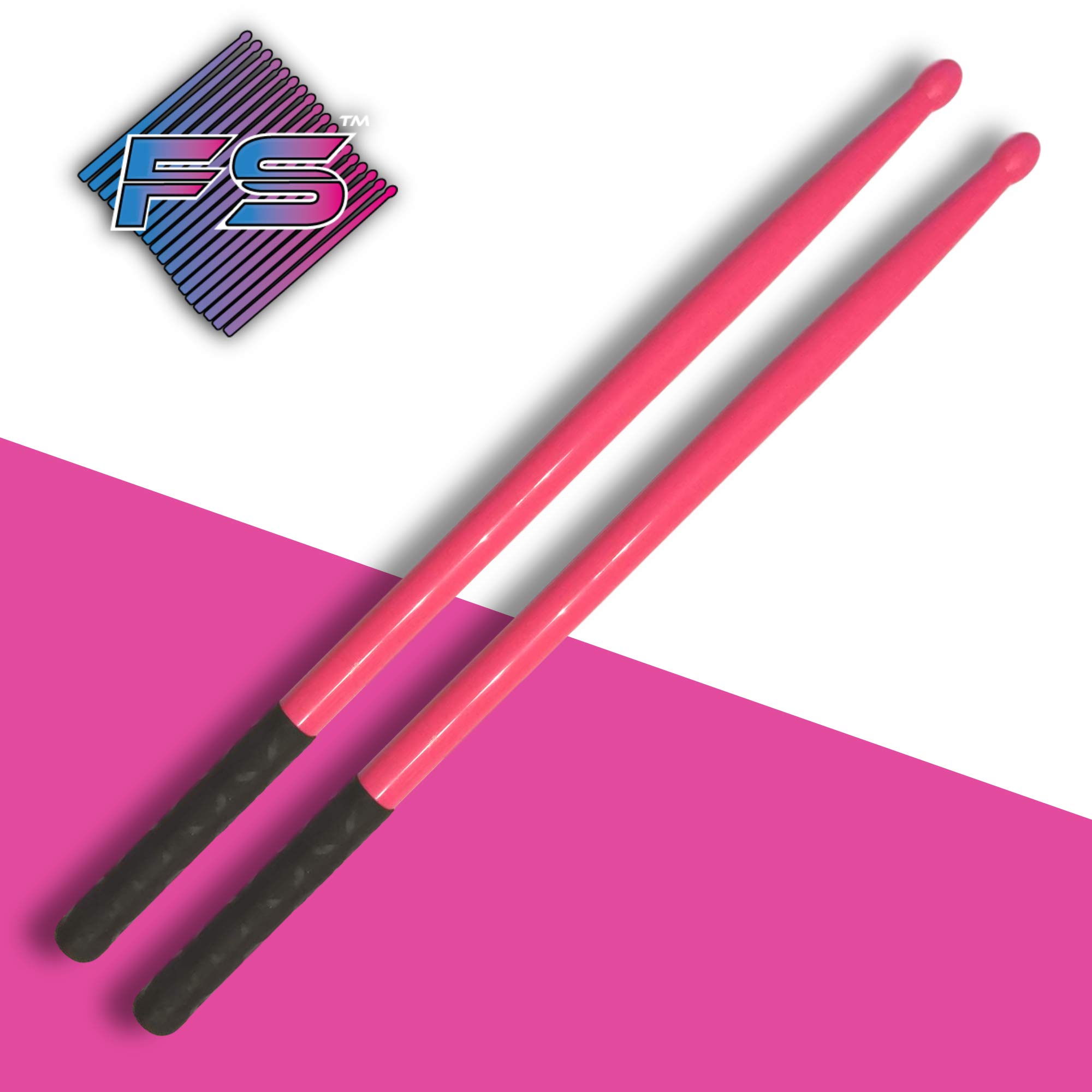 FITSTIX with POWER GRIPS Drumsticks for Fitness & Aerobic Workout Classes, Drum Sticks, Strong and Light Weight design make a fun addition to any exercise routine or class. (UV PINK with POWER GRIPS)