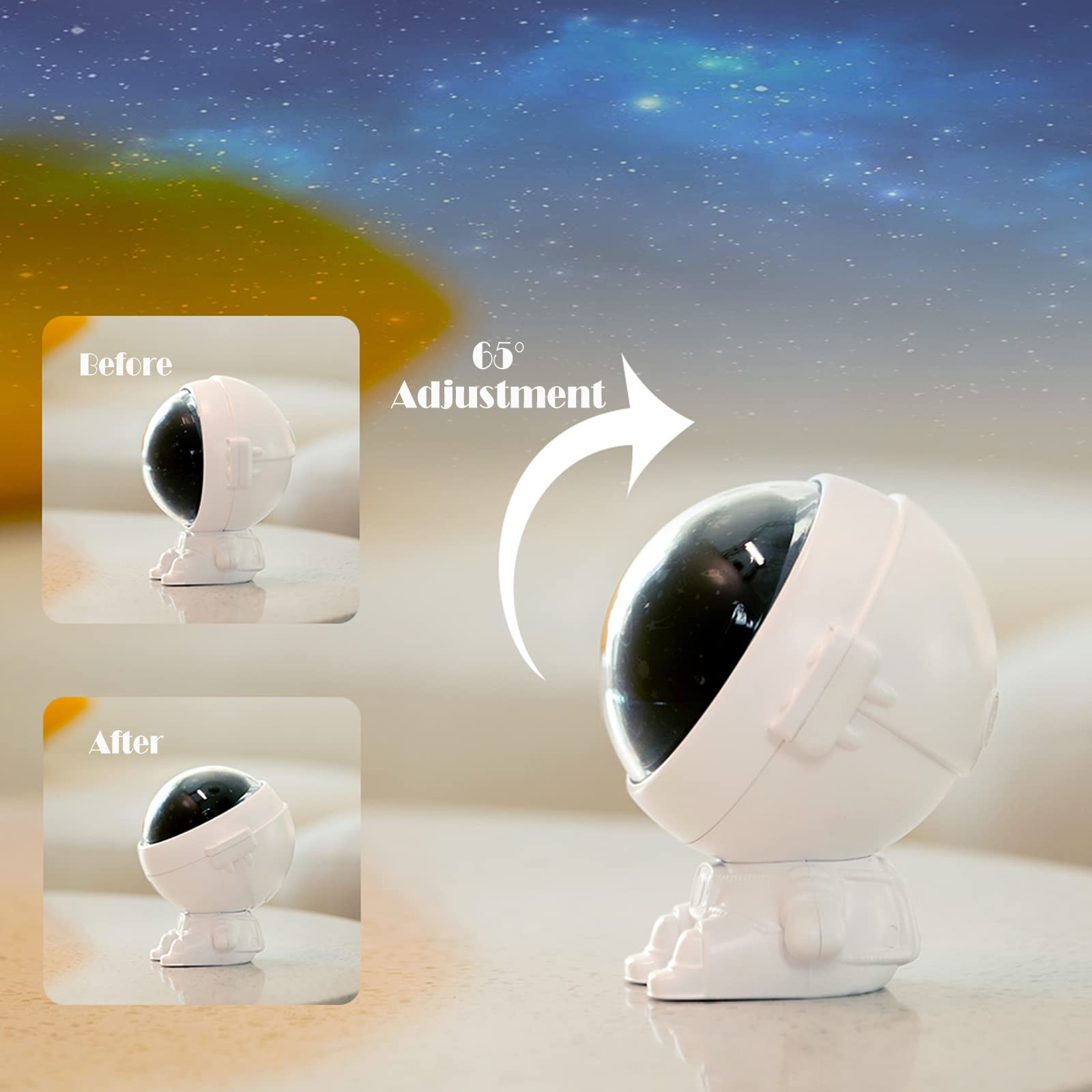 Astronaut Buddy Galaxy Star Projector Spaceman Room Ceiling Aesthetic Decor Starry Night Light Lamp Gifts with Bedroom Lullaby Music Function for Kids,Boys,Girls,Solar System Space Lovers (White)