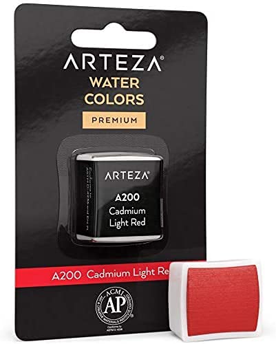 Arteza Watercolor Half Pan A249 Cadmium Light Red