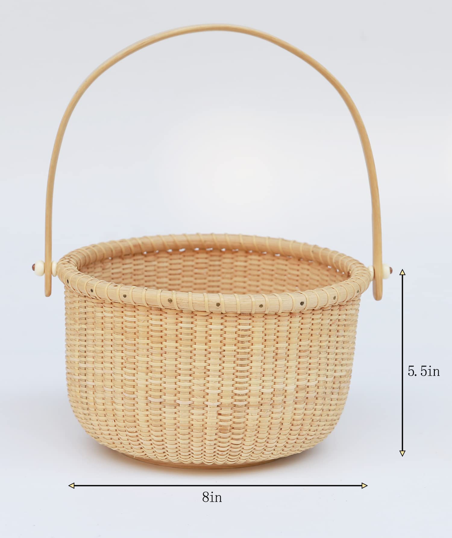 Teng Jin Open Round Nantucket Basket with Handles Handwoven Storage Serving Baskets for Easter, Picnics, Gifts, Home Decor and More several sizes ranging from 5β 13β