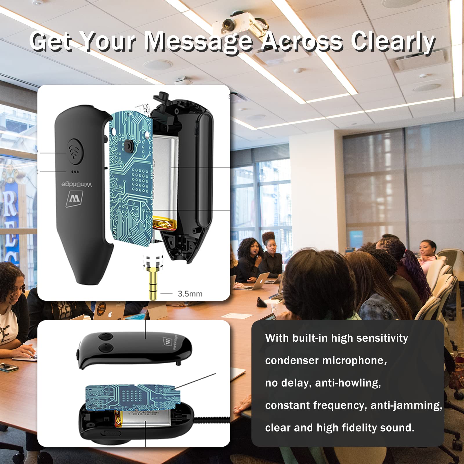 ARTHYLY Wireless Microphone Headset Rechargeable UHF Transmitter with Receiver 2 in 1 Mini Handheld External Mic for Voice Amplifier, 165 ft RangePortable Pa System, Stage Speaker, Mixer, etc