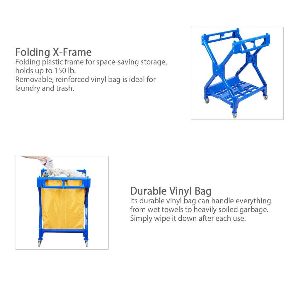 Commercial Laundry Cart with Wheels | 350 LBS Load | Foldable.