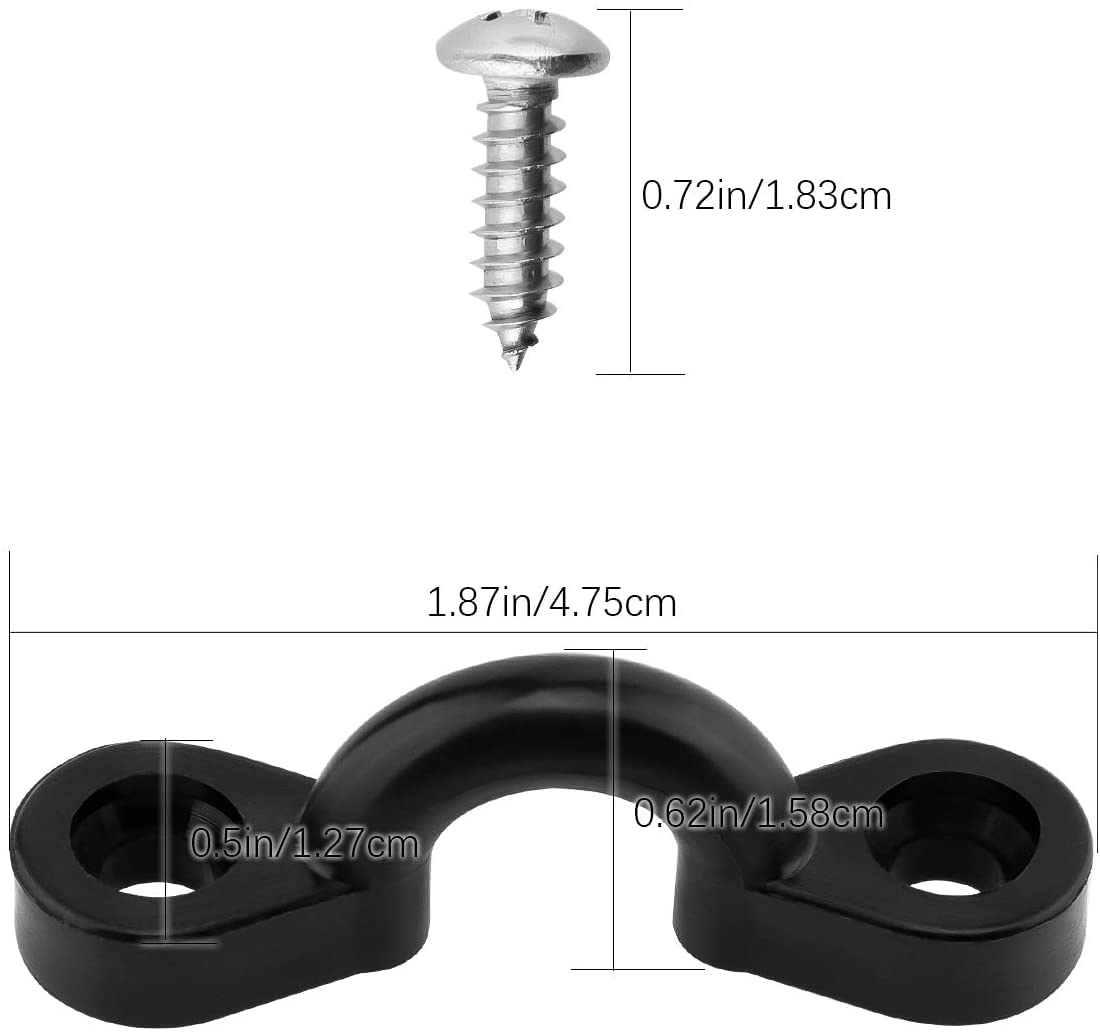 AIEX 10pcs Nylon Deck Loops Bungee Tie Down Pad Eye with 20 Screws for Canoes Boats Kayaks