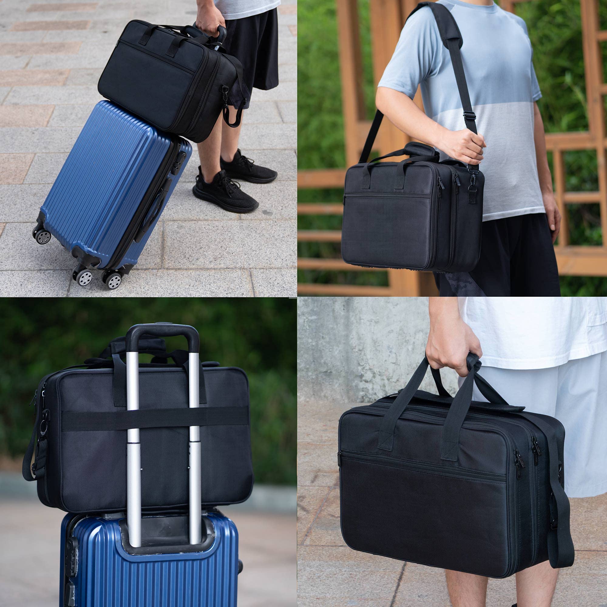 ButterFox Carrying Case Bag for PS5, Double Compartment Travel Case for Playstation 5 (Black/Blue)