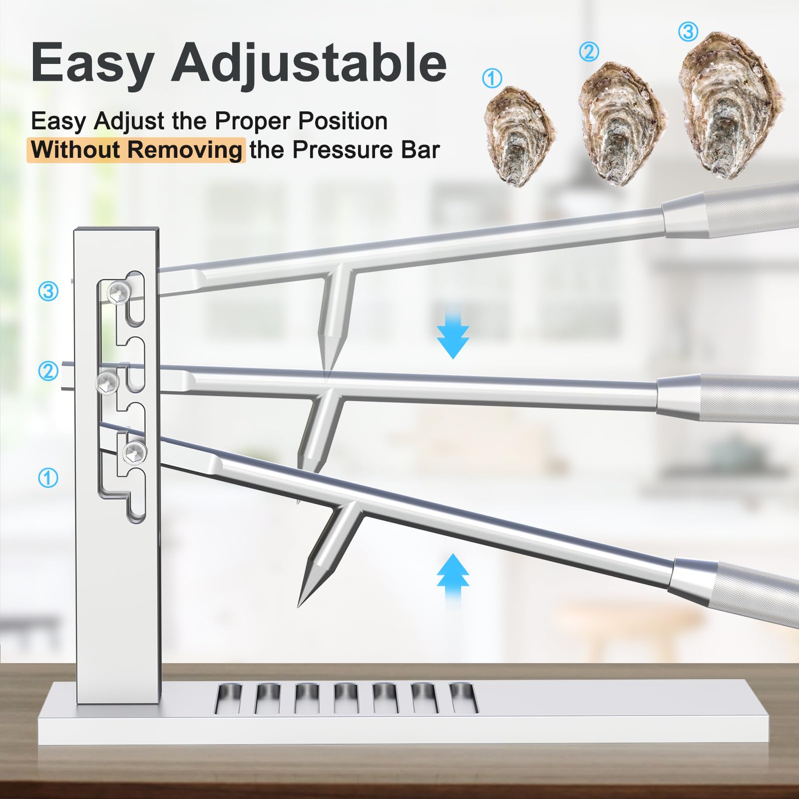 Buttwo Oyster Shucker, Stainless Steel Oyster Opener Tool Set Clam Machine with Oyster Shucking Knife Seafood Tools for Hotel and Family Buffet, Silver