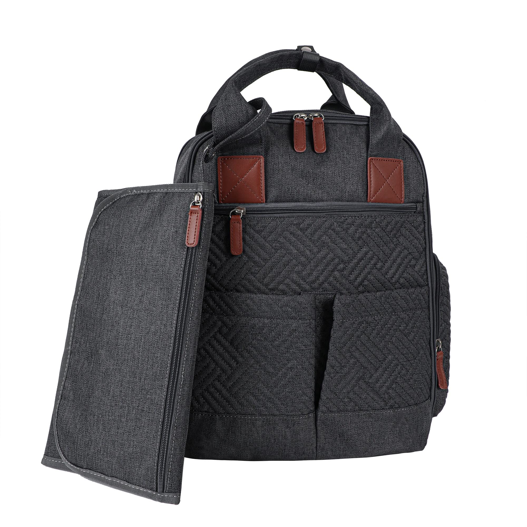 BABYARA Diaper Bag Backpack with Changing Pad, Waterproof Baby Bag with Insulated Pockets, Stroller Straps & Ergonomic Design