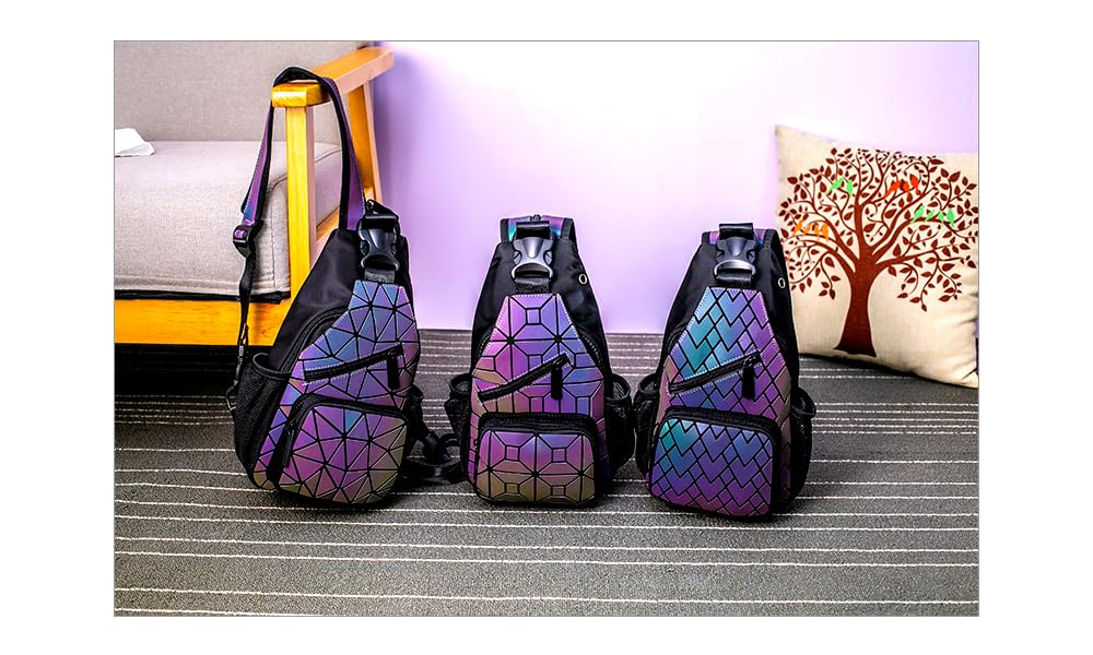 Chic Boutique De Mode Geometric Luminous Purses Handbags Holographic Crossbody Shoulder Bag (Backpack 3)