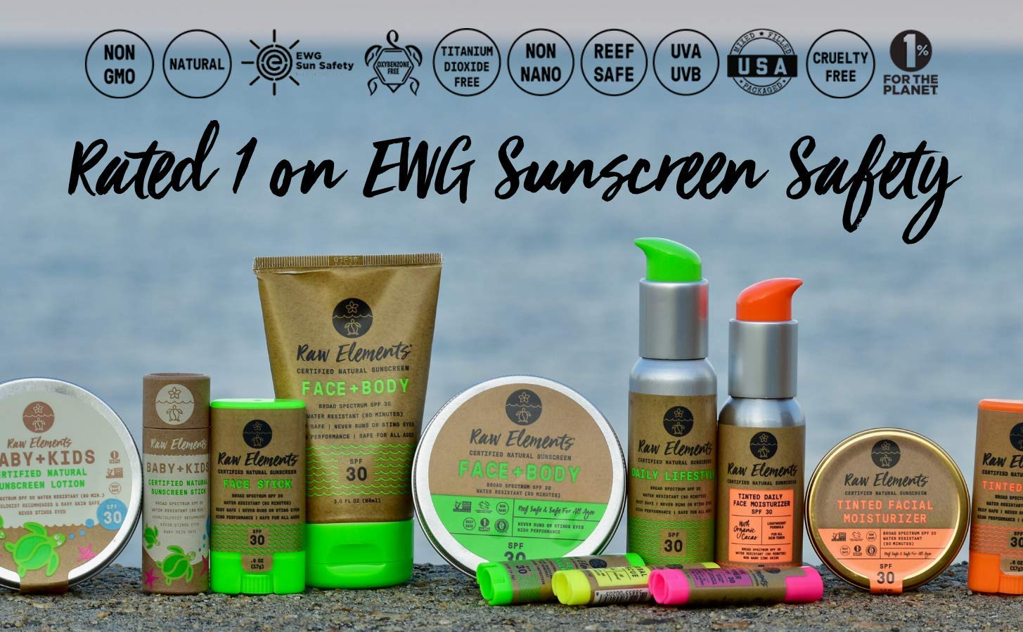 Raw Elements Tinted Facial Moisturizer All-Natural Sunscreen | Non-Nano Zinc Oxide, 95% Organic, Water Resistant, Reef Safe, Non-GMO, Cruelty-Free, SPF 30+, Reusable Tin, Reef-Safe, 1.8oz (1-Pack)