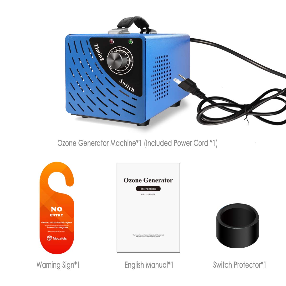 Commercial 10,000mg Ozone Generator, Elementa Mini Ozoner Air Purifier Ionizer O3 Machine for Deodorization Sterilizer, RV/Basement/Bathroom/Car/Pet's Room/Refrigerator Odor Remove Ozonator (Blue)
