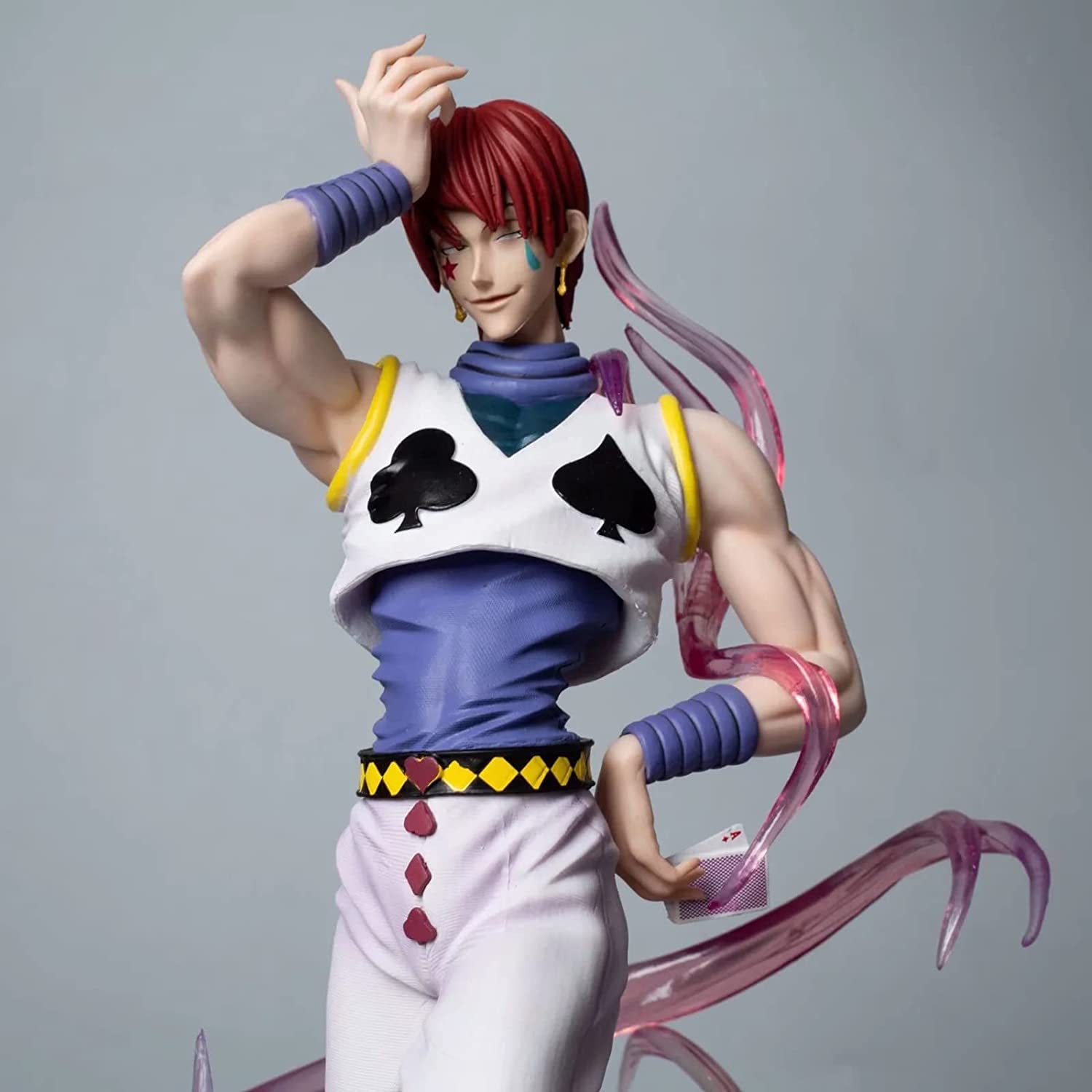 BeyondNice New Hunter×Hunter Hisoka Morow Handmade 32cm/12.6inch Hisoka Statue Anime Collection Figurine Doll Gifts (Replacement Head)
