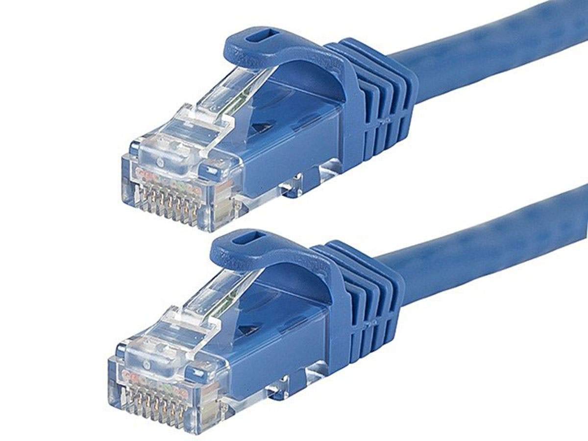 Monoprice Cat6 5ft Blue Patch Cable UTP 24AWG 550MHz Pure Bare Copper Snagless RJ45 Flexboot Series Ethernet Cable