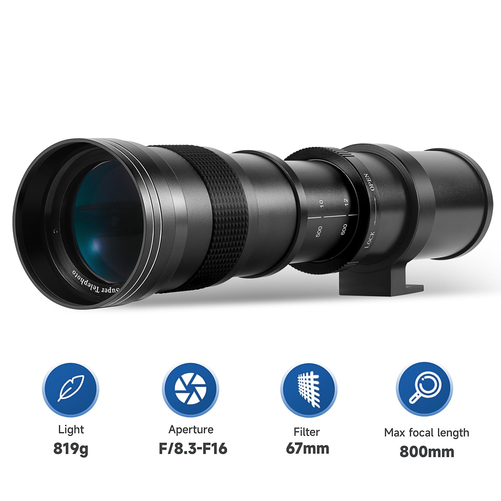 F Mount Lens - JINTU 420-800mm f8.3 Manual Telephoto Lens for Nikon D90 D5600 D5100 D5200 D5300 D5500 D5400 D7200 D7100 D7500 D3100 D3200 D3400 D810 D750 D850 D600