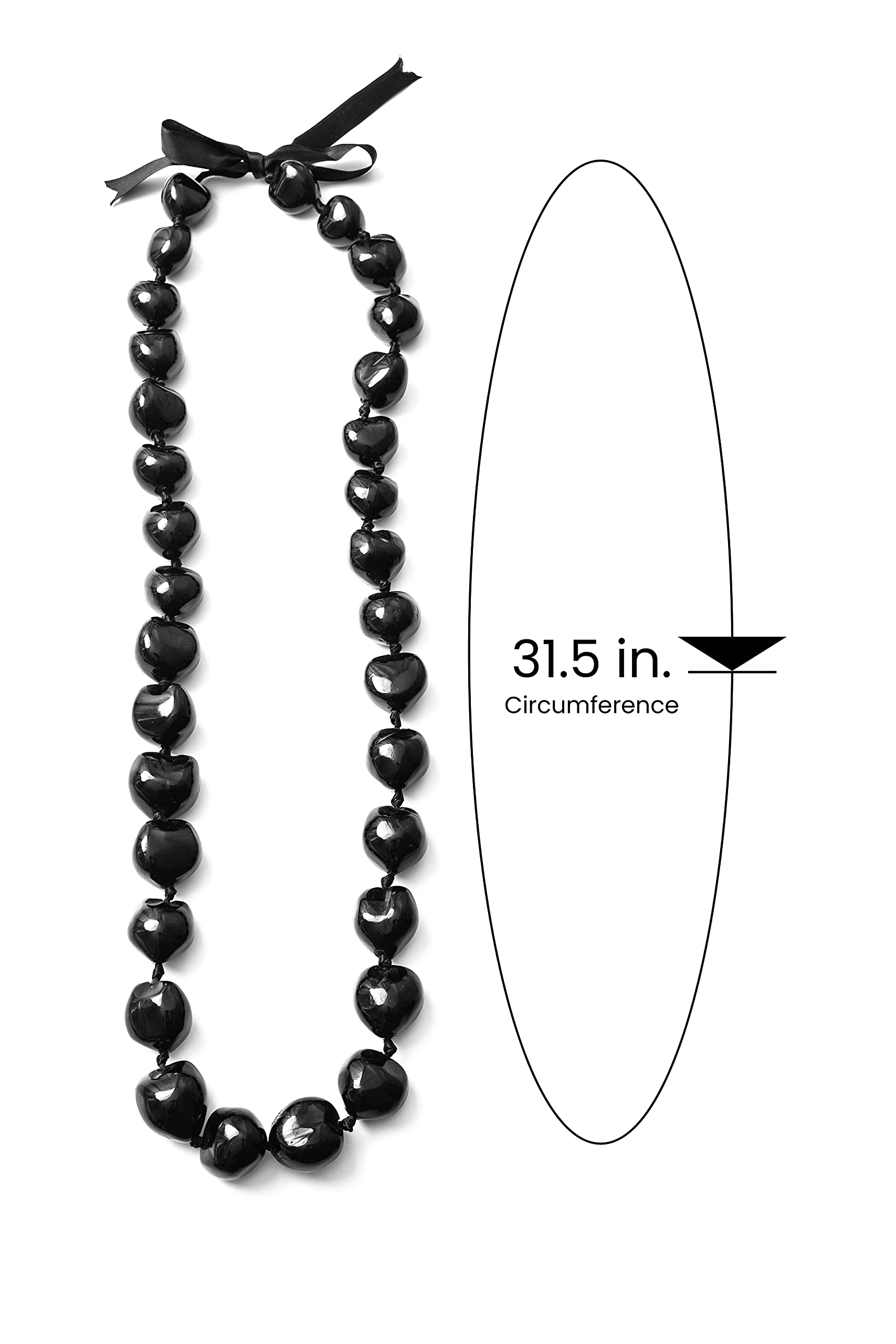 Aloha Outlet Painted Kukui Nut Lei Necklace - White