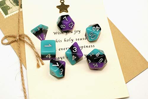 Dice Set Resin DND Dice Fit Dungeons and Dragons D&D RPG Pathfinder Role Playing Games 3 Layers Polyhedral Dice (Purple Black Green)