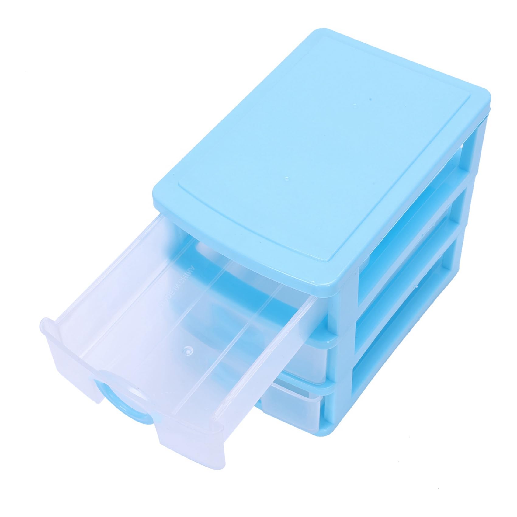 Baglaum 6X Mini Translucent Drawer Type Plastic Storage Box(Blue 3 Layers)