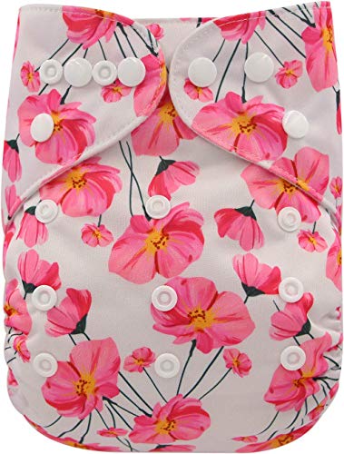 Ohbabyka Baby Reusable Waterproof Bamboo Cloth Diapers Nappies + 5 pics Insert (One Size, Girls)