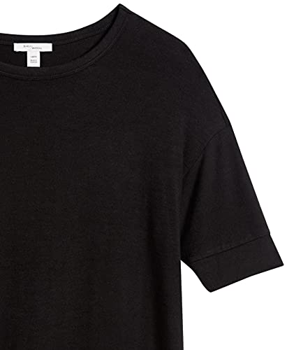 Amazon Brand - Daily Ritual Women's Cozy Knit Slouchy Short-Sleeve Sweatshirt, Black, Small