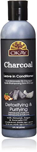 Okay Charcoal Leave In Conditioner For All Hair Types & Textures Detoxifying & Purifying With Almond, Argan & Avocado Oil Sulfate, Silicone & Paraben Free 8 Ounce , 8 Ounce