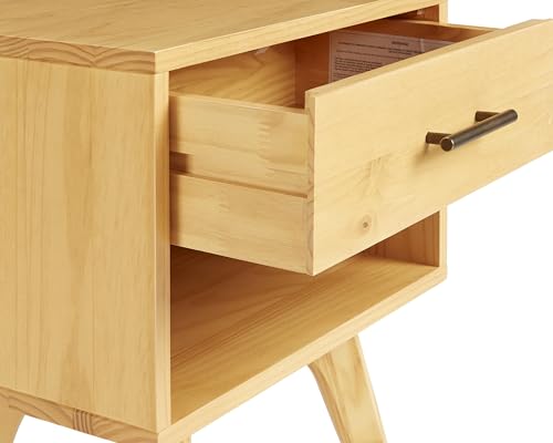 Mid Century Modern One Drawer Nightstand/Constructed of Solid Wood/Oak Finish