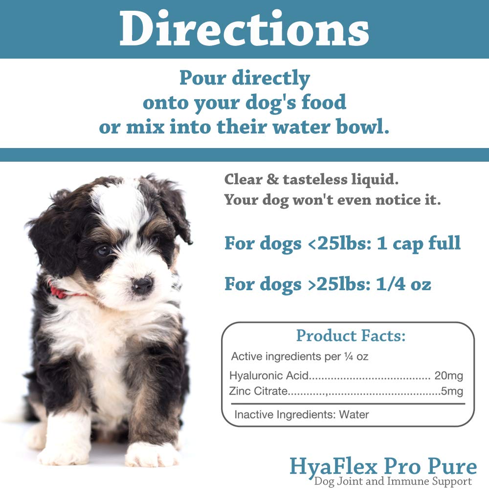 Canine Hyaluronic Acid + Zinc by Hyalogic - Joint & Immune Support, HyaFlex Pro Pure 8oz - Liquid Oral HA Dog & Pet Supplement