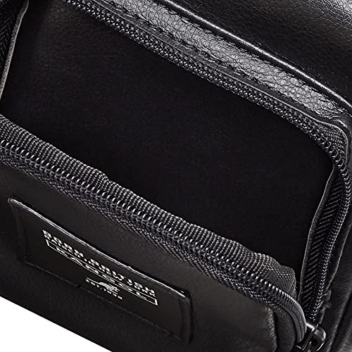 Kangol Shoulder Bag, Logo Patch, Leather-like Synthetic Leather, Vertical Type, Black