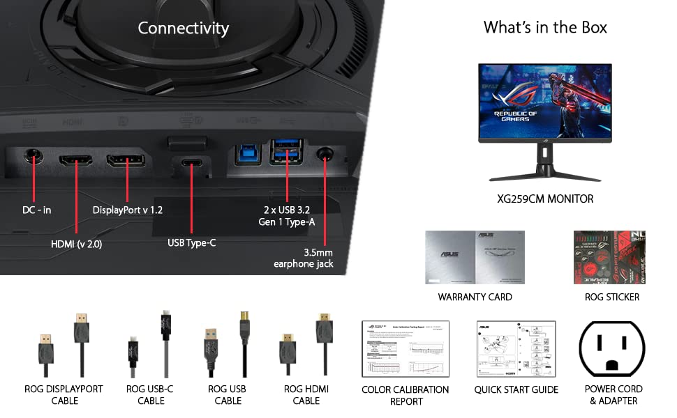 ASUS ROG Strix 24.5” 1080P HDR Gaming-Monitor (XG259CM) - Full HD, Fast IPS, 240Hz, 1ms (Renewed)