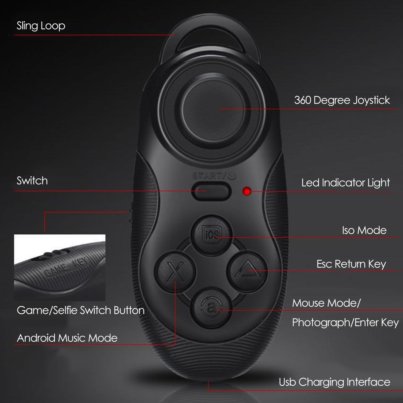 Anki Remote One Hand Bluetooth Controller Android Mini VR Remote Controller Gamepad Selfie Timer Joystick Remote Control Mini Wireless Bluetooth Game Controller For Android Iphone Ipad