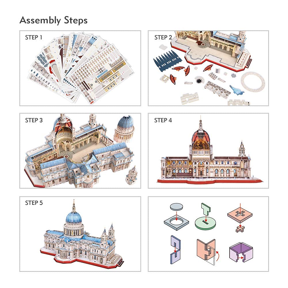 CubicFun 3D Puzzle for Adults Moveable Notre Dame de Paris Church Model Kits Large Challenge French Cathedral Brain Teaser Architecture Building, 293 Pieces Christmas Decorations