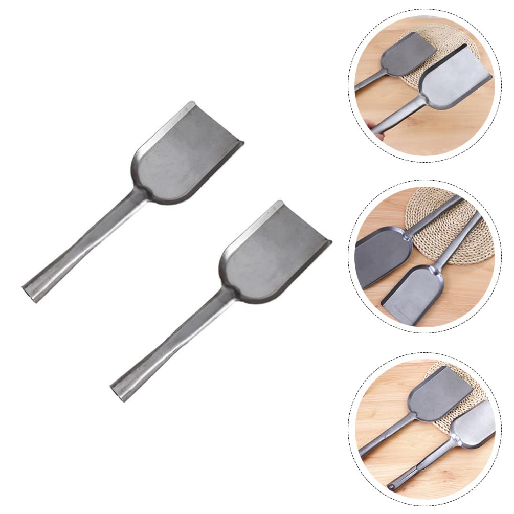 Cabilock 2Pcs Long Ash Shovel Handheld BBQ Charcoal Ash Poker Scoop Oven Ash Shovel Mini Dust Pan for Wood Stoves Campire Fireplace