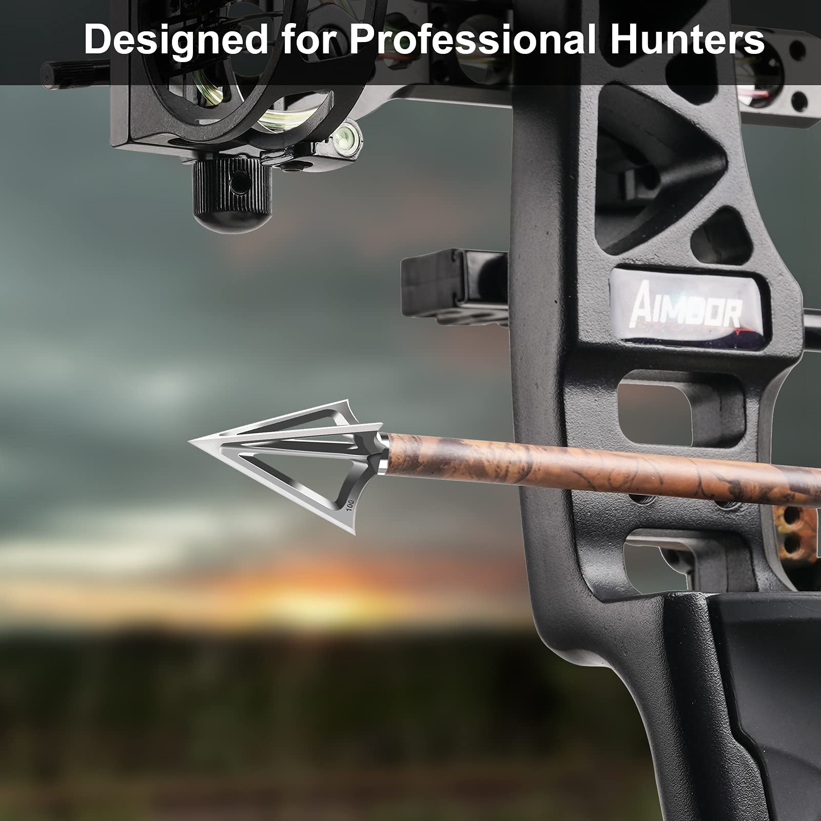 Aimdor X1 Broadheads Hunting Broadheads 12pcs 100/125 Grain Fixed Blades Stainless Steel X1 Hunting Broadheads for Crossbow Compound Bow and Hunting Bow