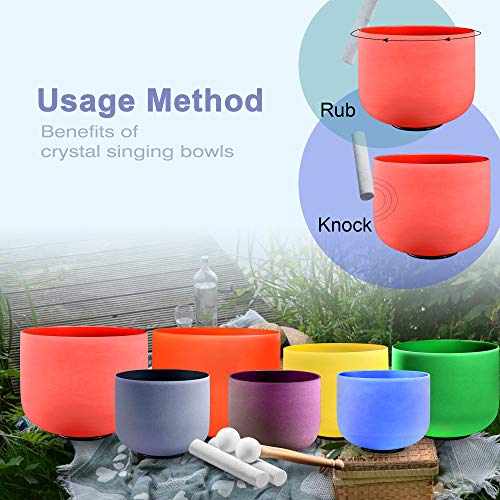 RYAN DVAN 6-10 Inch Set of 3 Frosted Quartz Crystal Singing Bowl Chakra Set with Free Carrying Case
